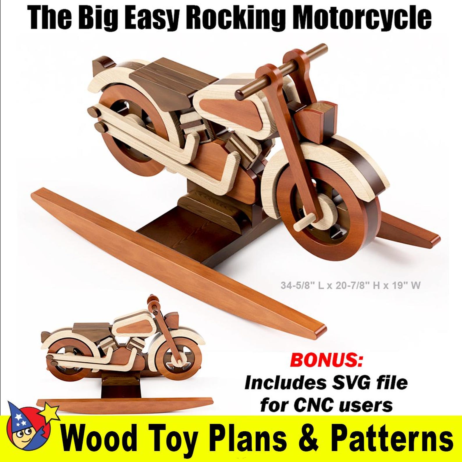 The Big Easy Rocking Motorcycle Wood Toy Plans & Patterns PDF Download ...