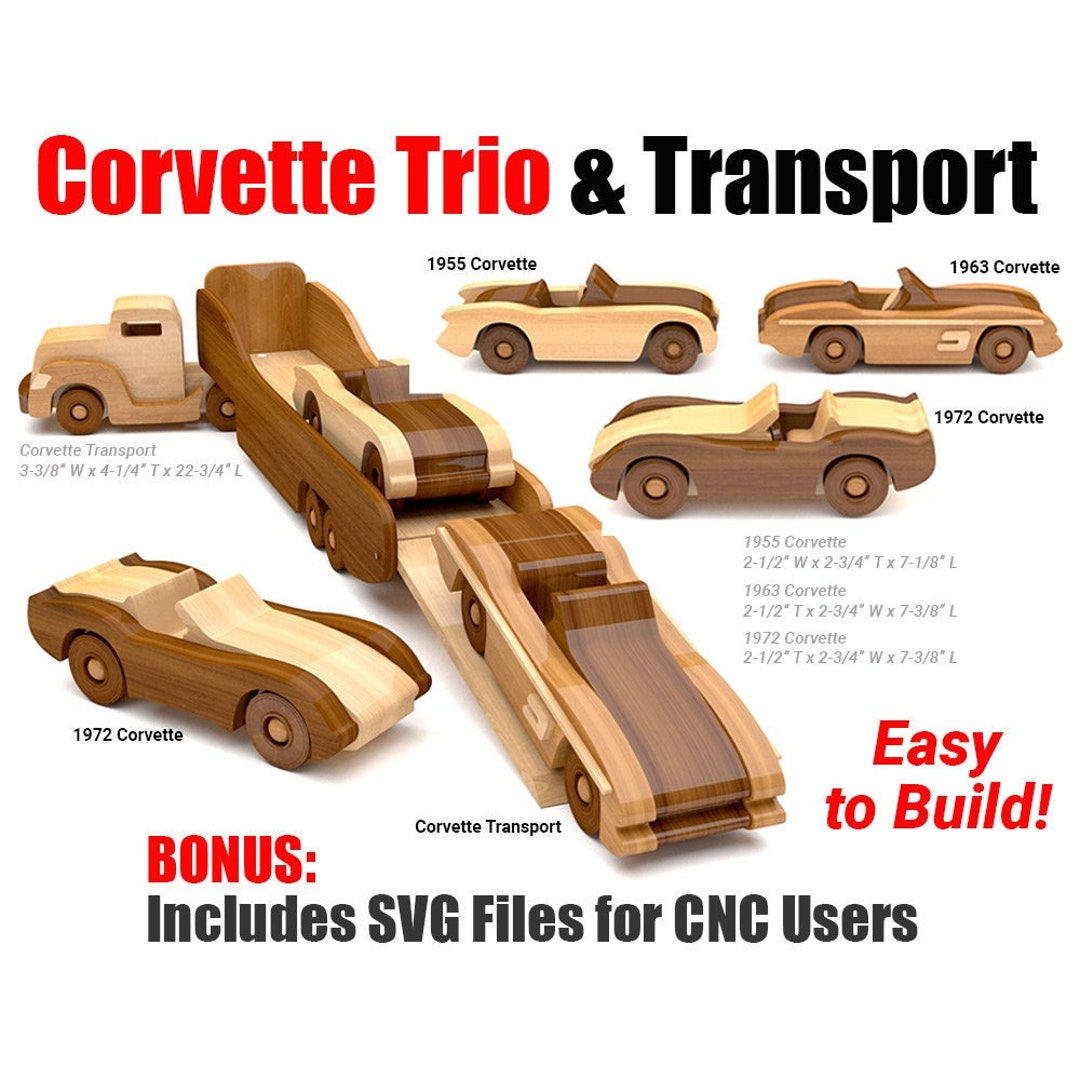 Corvette Trio & Transport Wood Toy Plans and Patterns PDF - Etsy