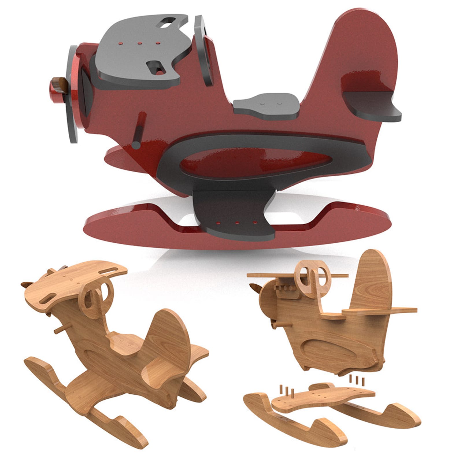 Red Baron Rocking Biplane Wood Toy Plans & Patterns (PDF Download + SVG ...