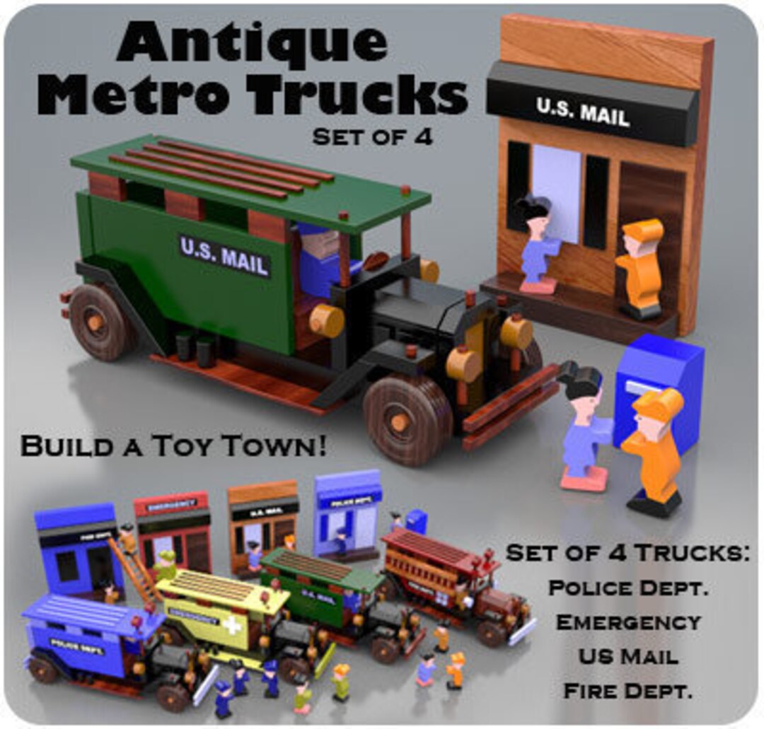 Table Saw Magic Antique Metro Trucks Set of 4 PDF Download - Etsy