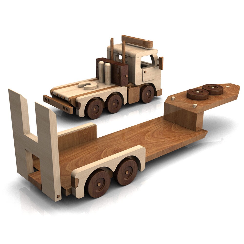 Super MAX Bulldozer + Tractor Truck and Lowboy Trailer Wood Toy Plans ...