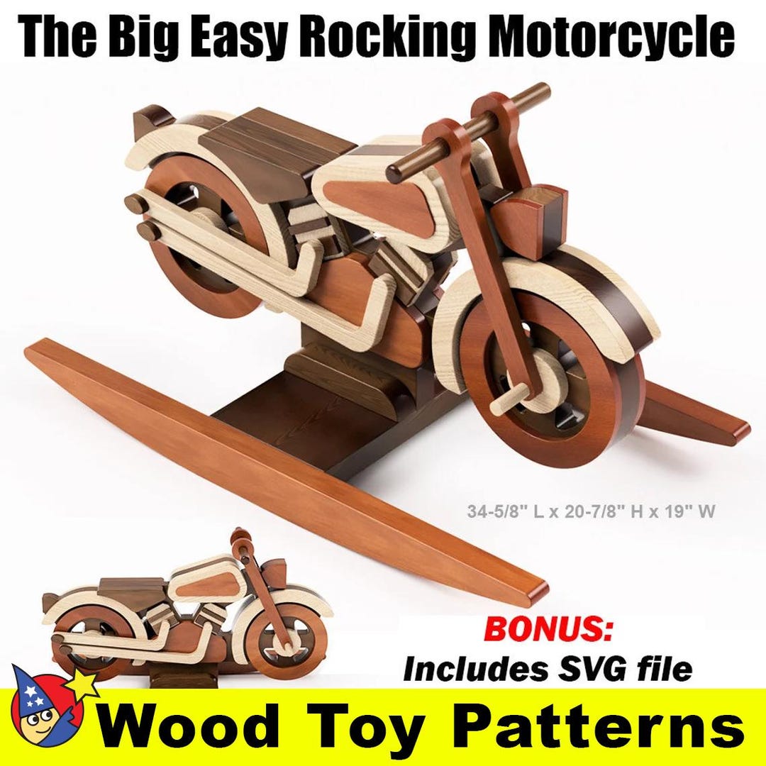 Rocking Motorcycle Wood Toy Plans & Patterns (PDF Download + SVG File ...
