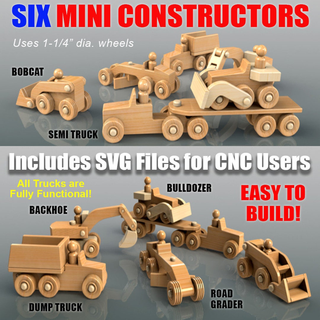 Mini Constructors Set of Six Construction Trucks 3 PDF Downloads SVG ...