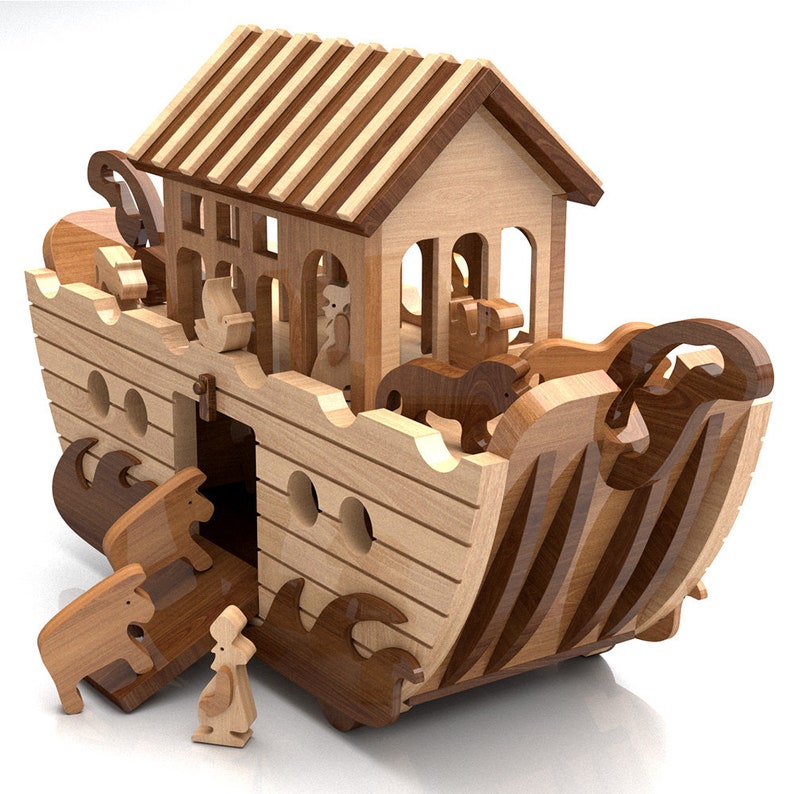 Classic Noah's Ark + Bonus Jonah's Whale Wood Toy Plans & Patterns (PDF ...