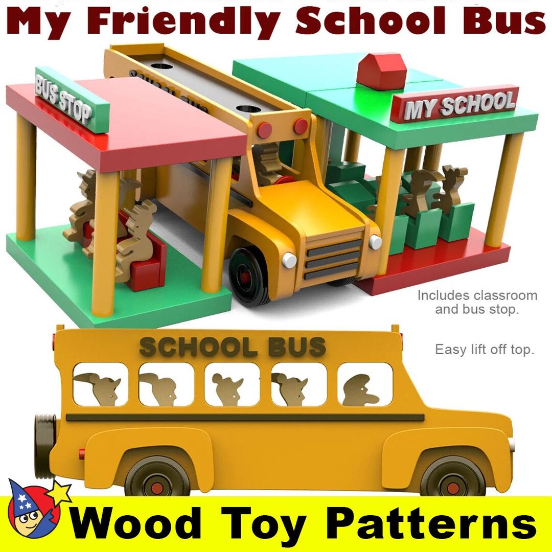 Super Simple My Friendly School Bus Wood Toy Plans & Patterns (PDF ...