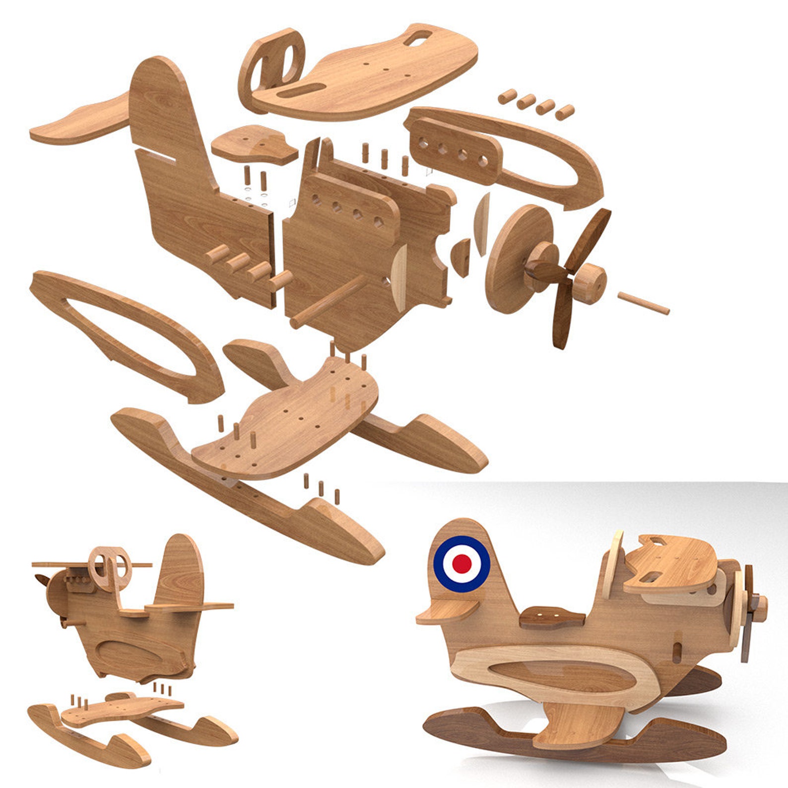 Red Baron Rocking Biplane Wood Toy Plans & Patterns PDF - Etsy