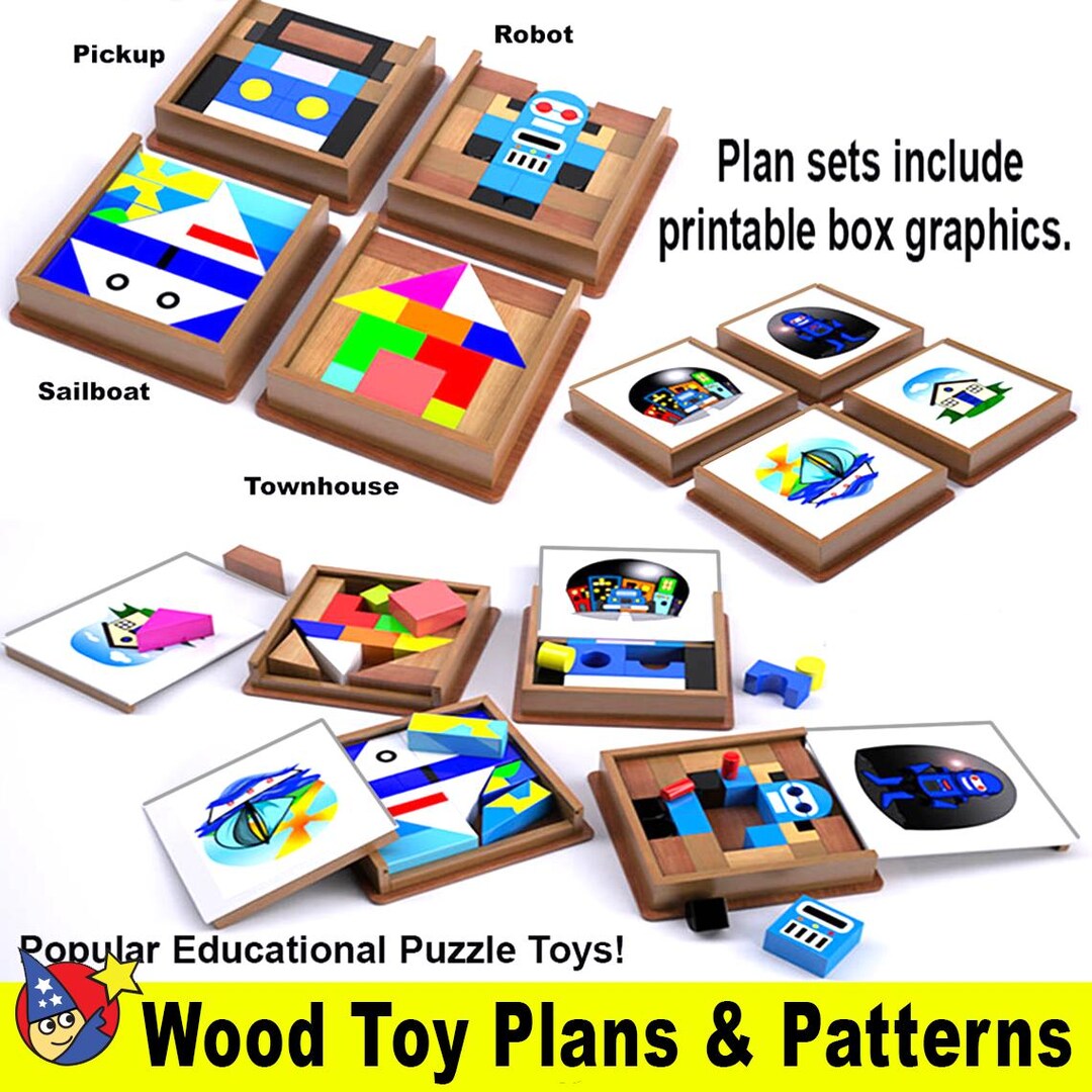 Happy Teacher Block Puzzles - Pickup - Robot - Sailboat - Townhouse ...