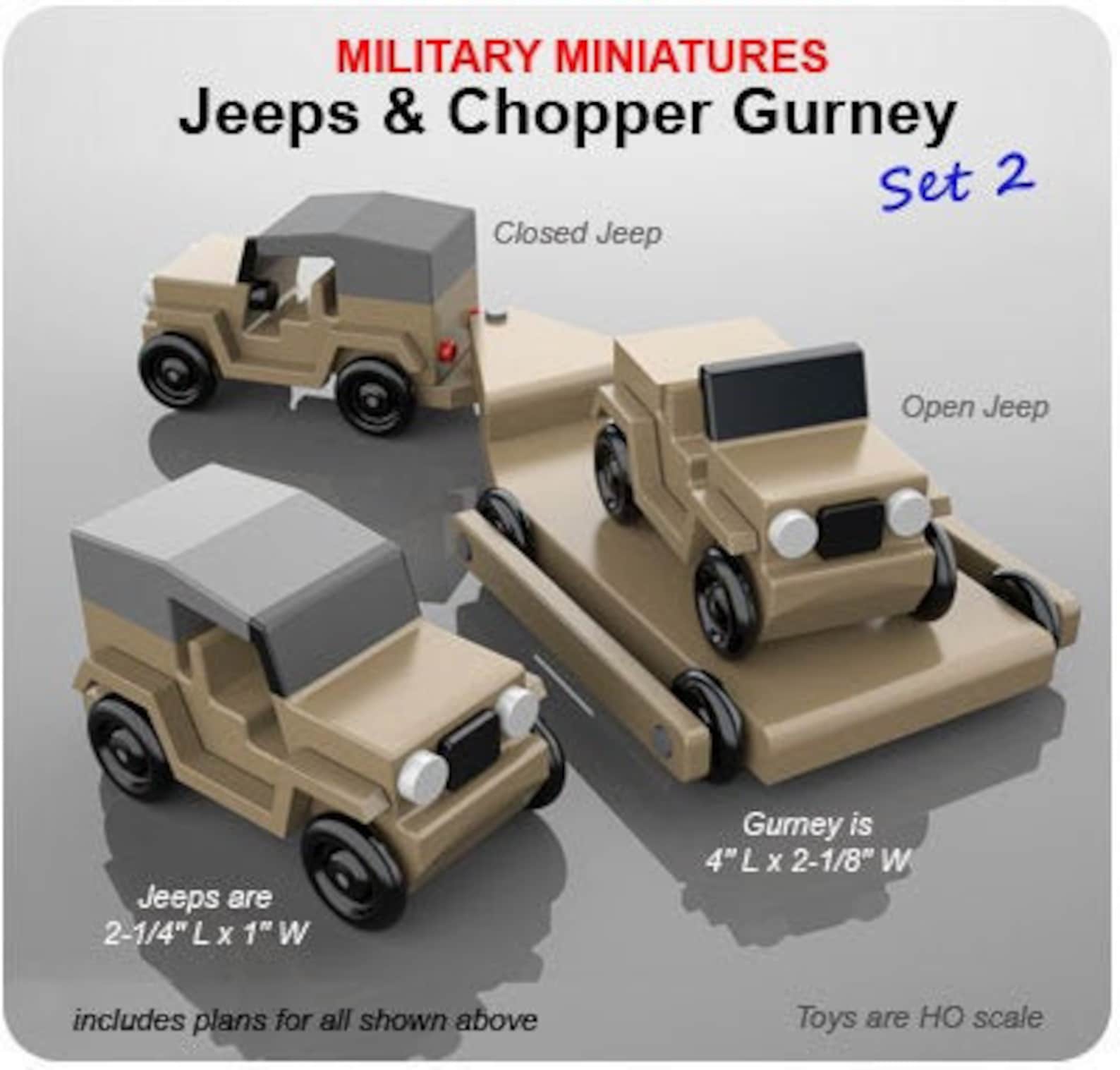Set 2 Military Miniatures Vietnam Jeep & Chopper Guerney | Etsy