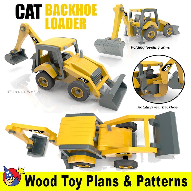 CAT Backhoe Loader Wood Toy Plans & Patterns (PDF Download) - Etsy