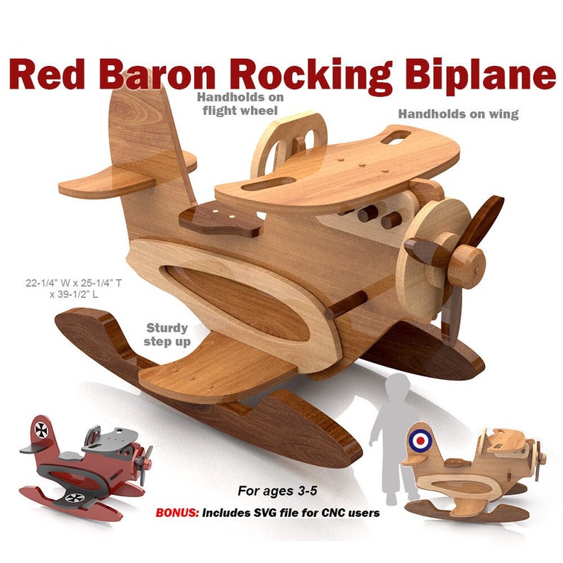 Red Baron Rocking Biplane Wood Toy Plans & Patterns PDF - Etsy