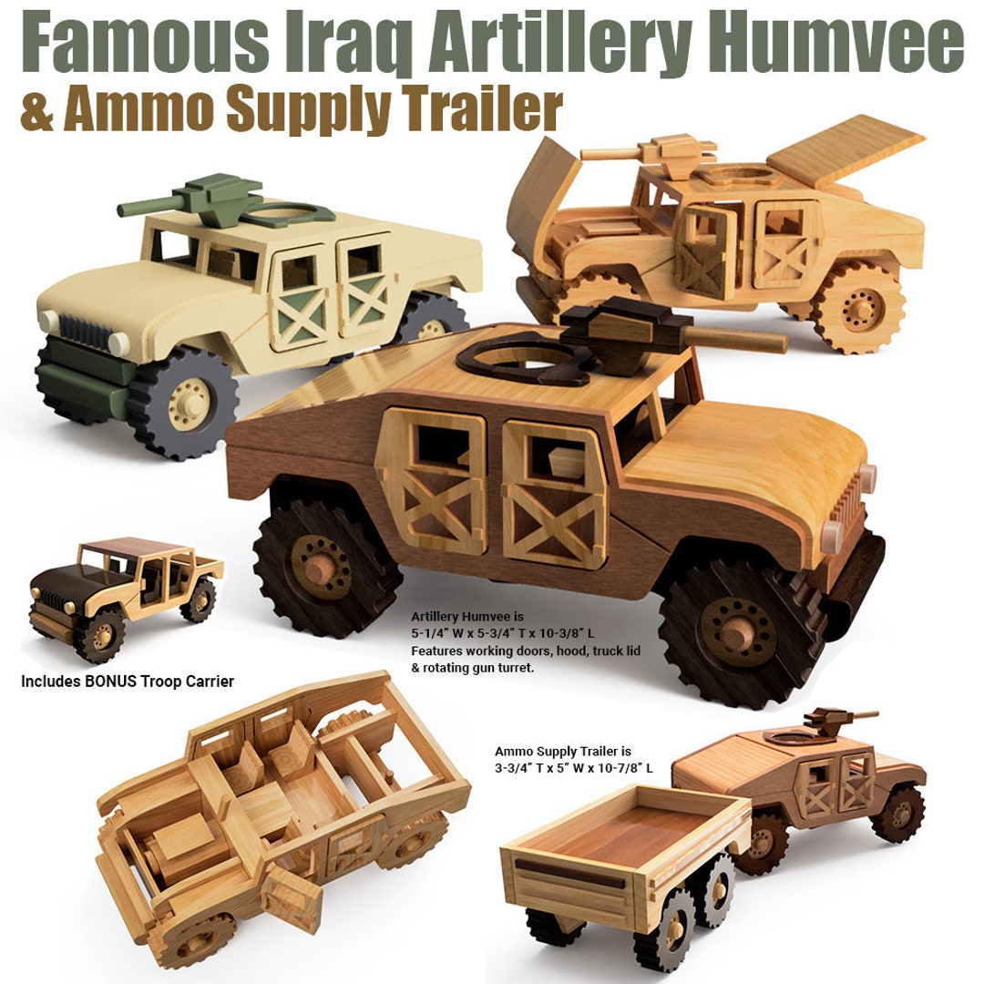 Famous Iraq Artillery Humvee & Ammo Supply Trailer Wood Toy - Etsy