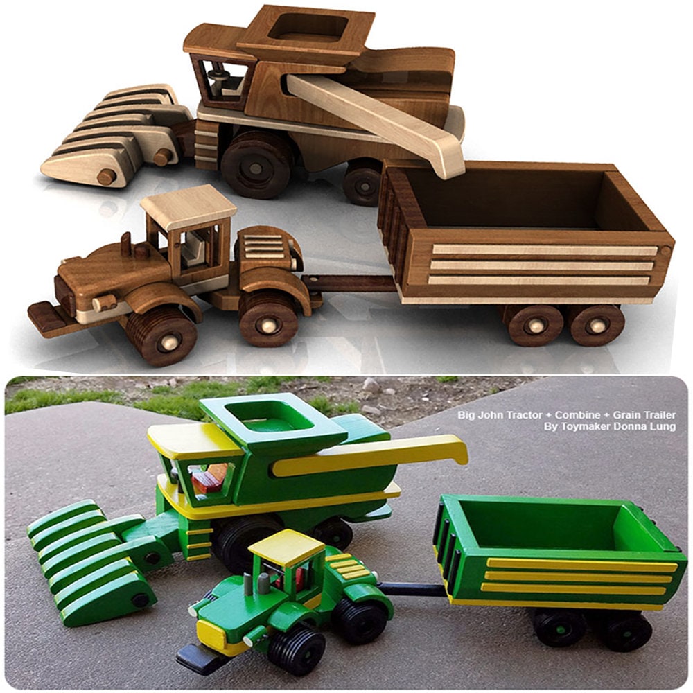 Big John Farm Tractor Trailer Combine Wood Toy Plans & - Etsy