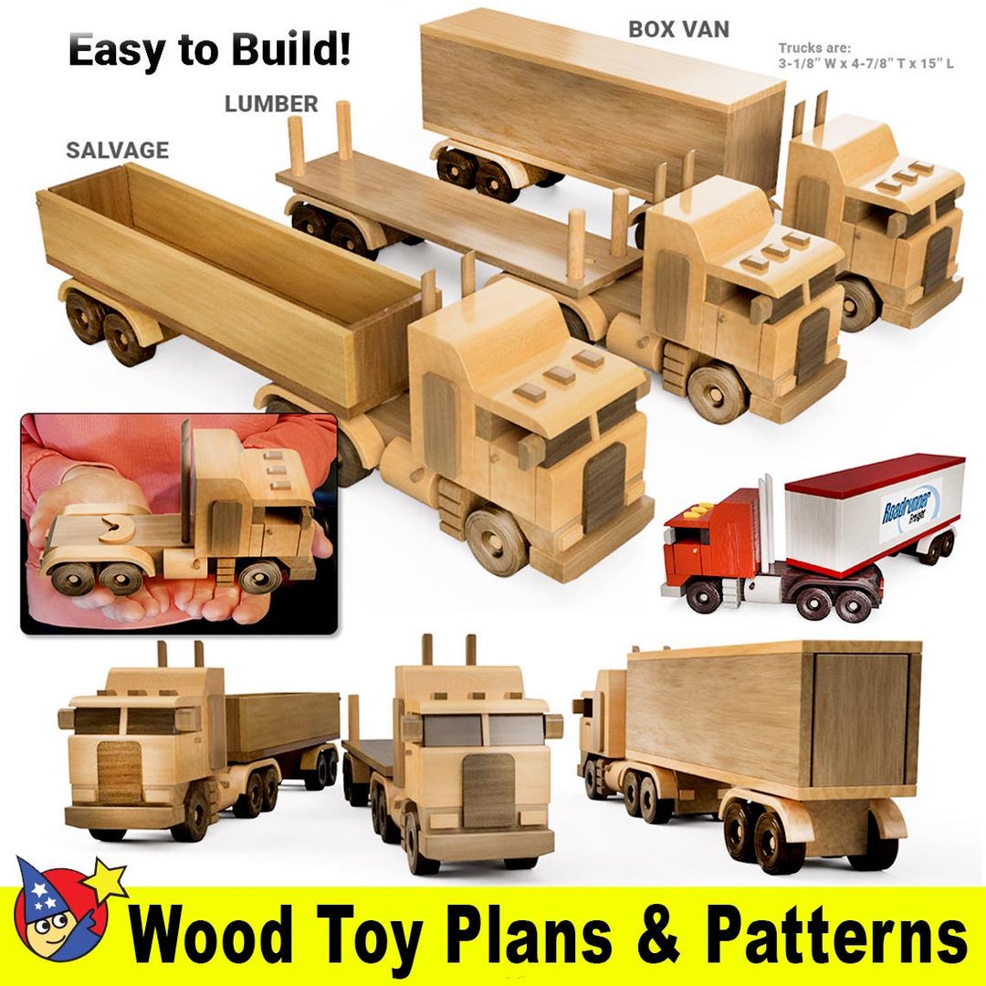 Little Brute Kenworths Box Van, Salvage & Lumber Trucks Wood Toy Plans ...