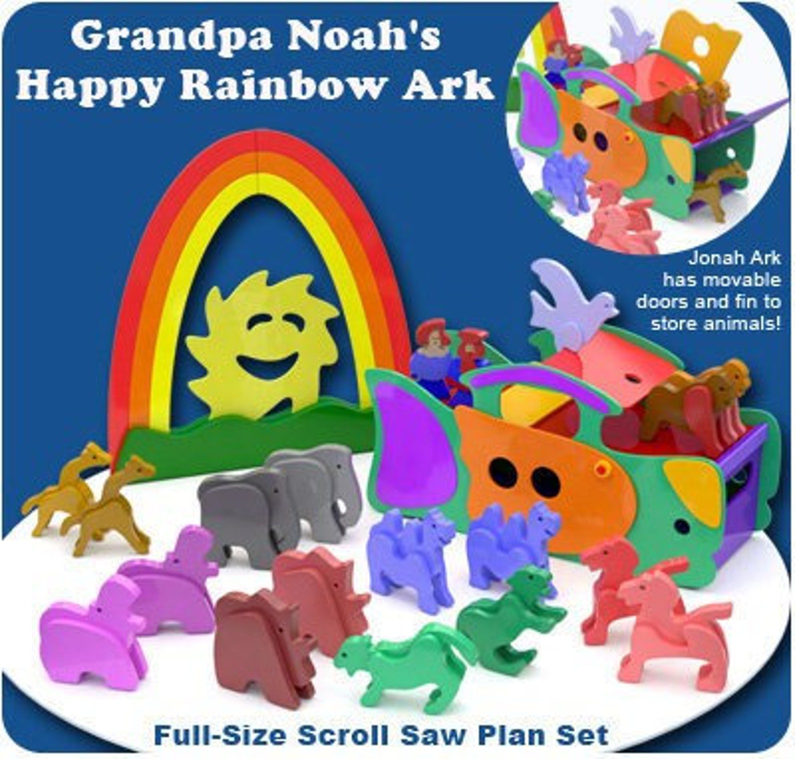 Grandpa Noah's Happy Rainbow Ark & Animals (PDF Download) - Etsy