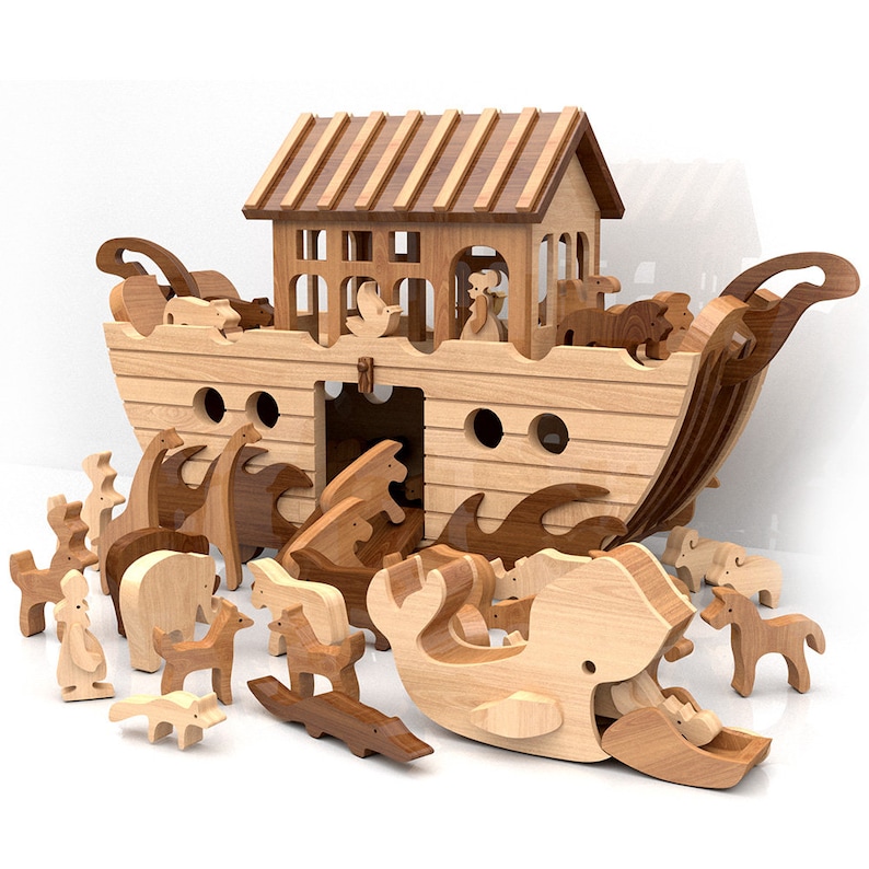 Classic Noah's Ark + Bonus Jonah's Whale Wood Toy Plans & Patterns (PDF ...