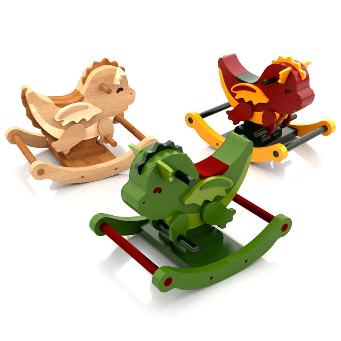 Puff the Rocking Dragon Wood Toy Plans & Patterns (PDF Download + SVG ...