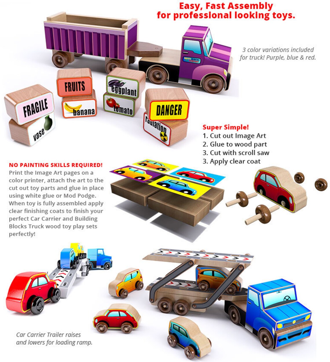 Classic Car Carrier Building Blocks Truck 2 PDF Downloads | Etsy