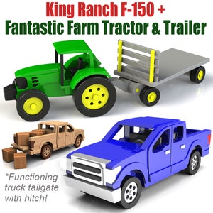 Fantastic Farm Tractor and Trailer King Ranch F-150 Truck Wood Toy ...
