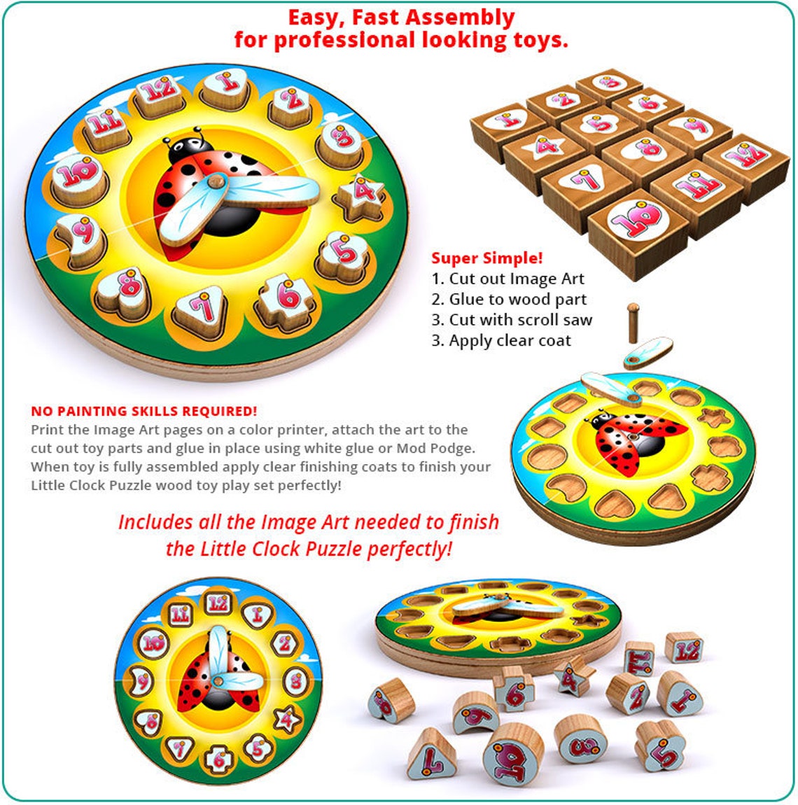 My Little Clock Puzzle Teaching Toy PDF Download - Etsy