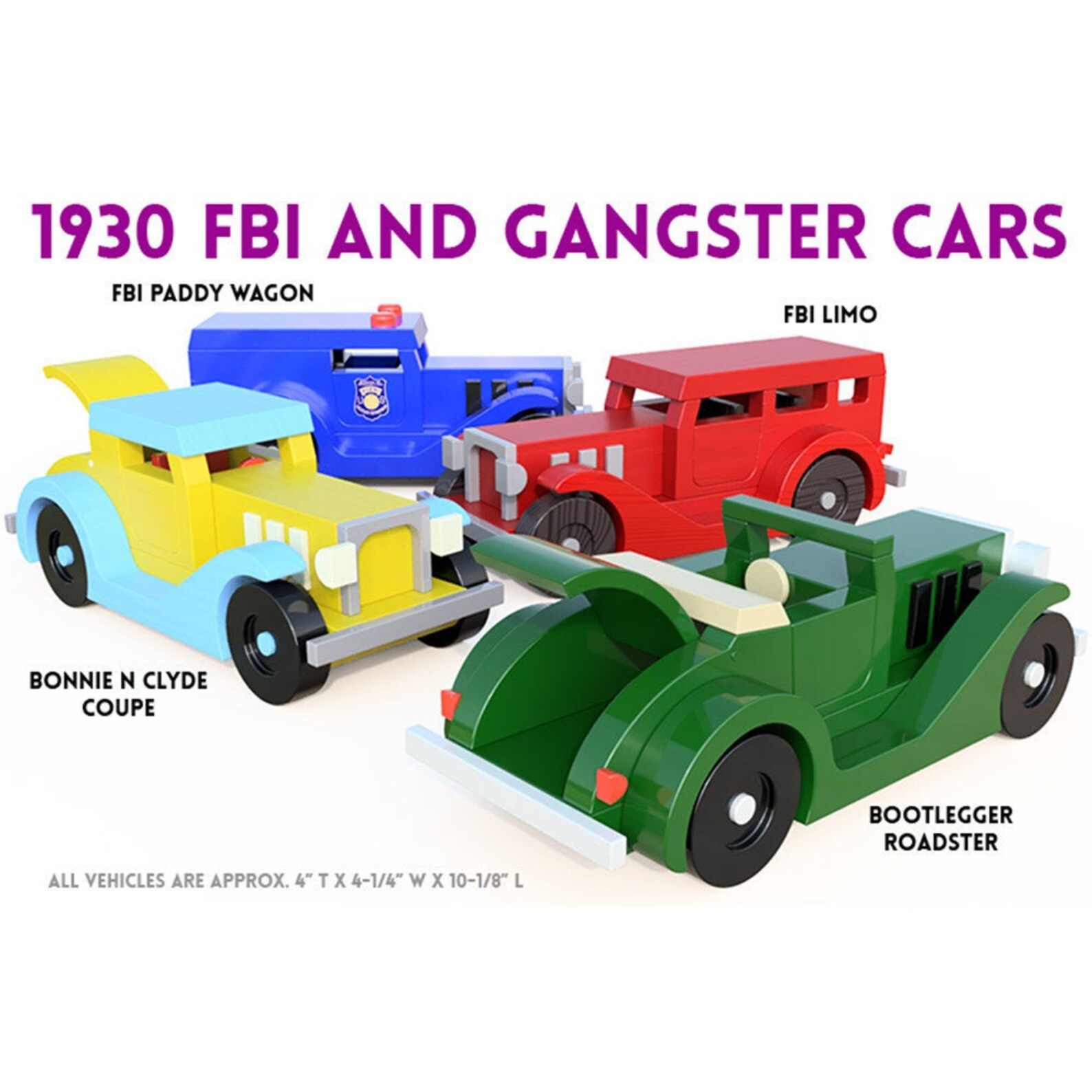 1930 FBI Limo & Gangster Cars Wood Toy Plans and Patterns (4 PDF ...