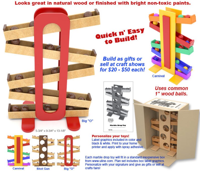 Quick n' Easy Wood Marble Drop Toy PDF Download | Etsy