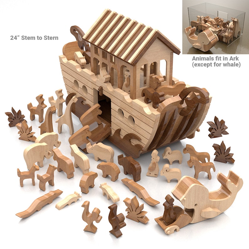 Classic Noah's Ark + Bonus Jonah's Whale Wood Toy Plans & Patterns (PDF ...