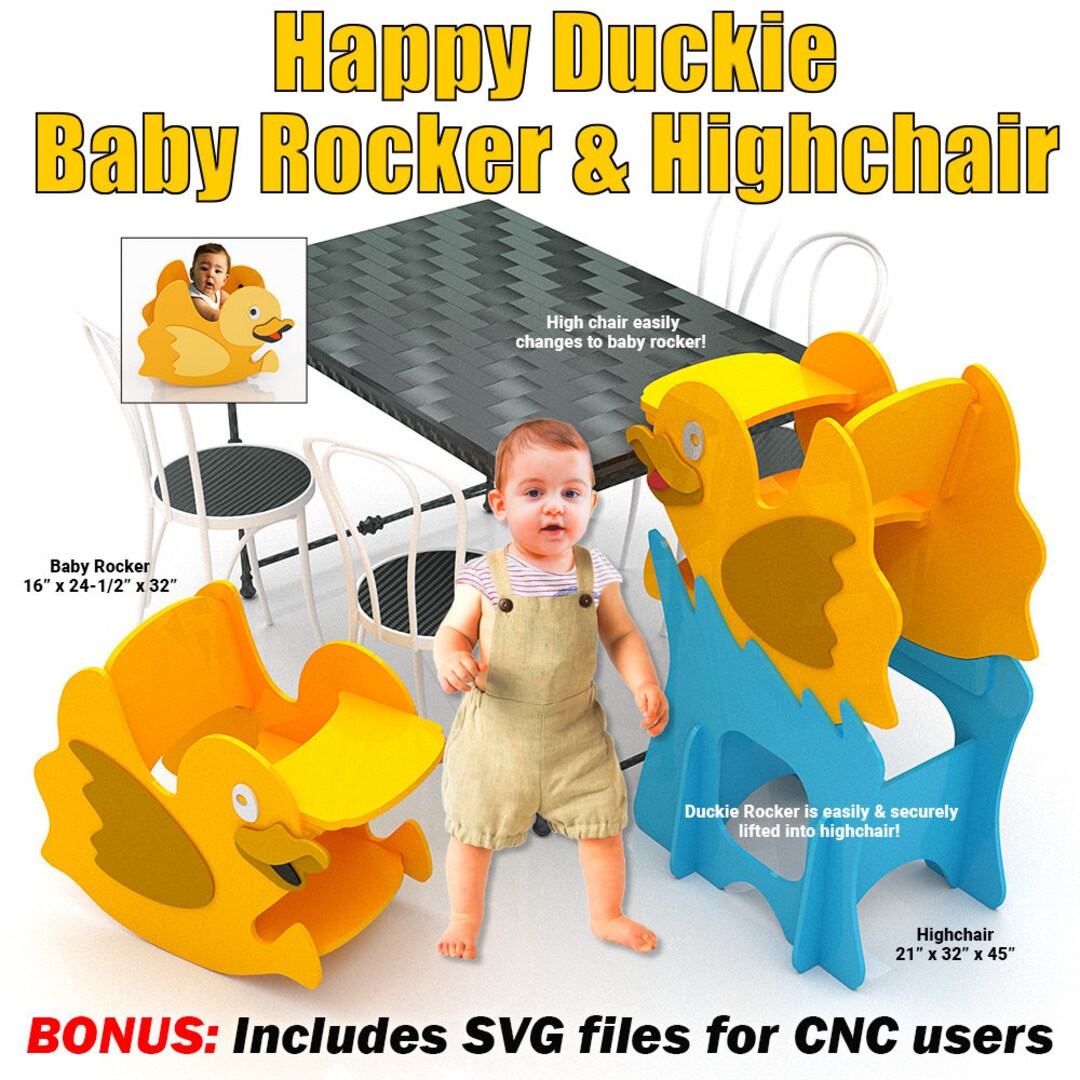 Happy Duckie Baby Rocker & Highchair Wood Toy Plans Wood Toy Plans and ...