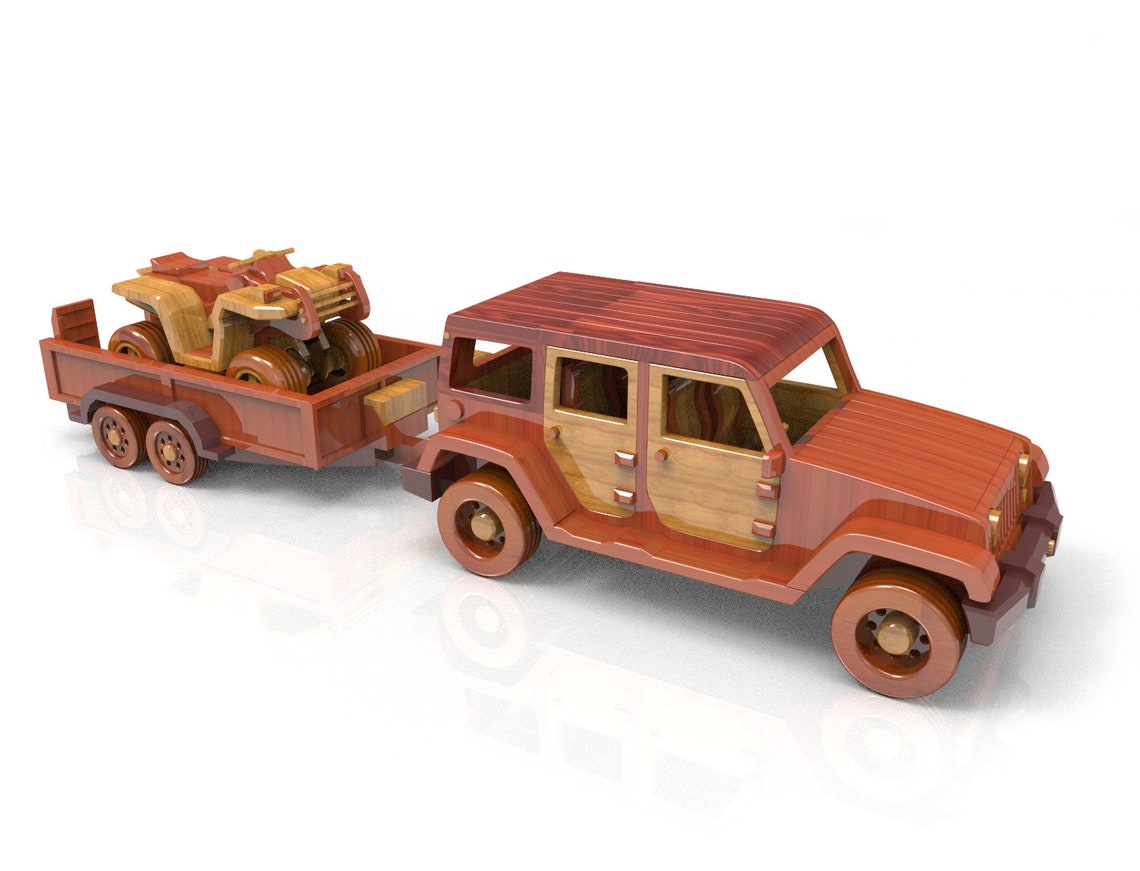 Jeep Grand Wrangler + Trailer and 4-wheeler Wood Toy Plans & Patterns ...