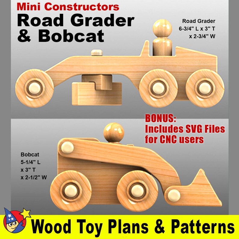 Mini Constructors Road Grader and Bobcat (PDF Download + SVG File for ...