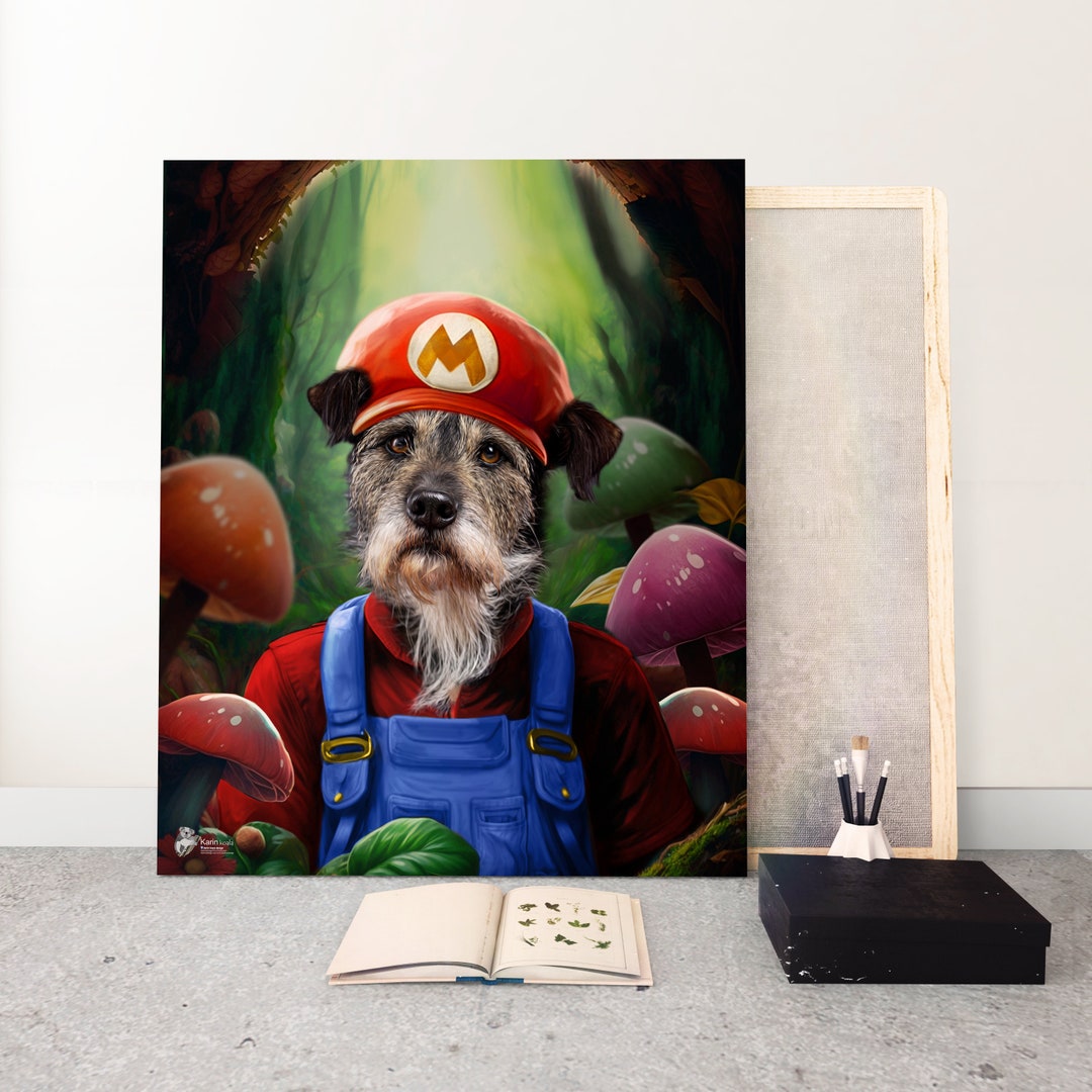 Super Mario Pet Painting | Dog Portrait Mario| Custom Dog Gift, Amazing ...