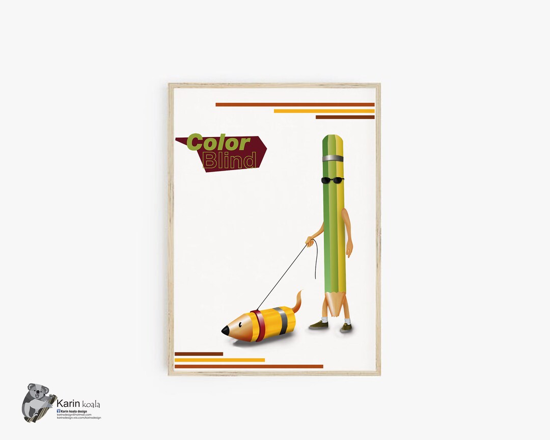 Color Blind Pencil Art Print, Kids Wall Decor (digital Download) - Etsy UK