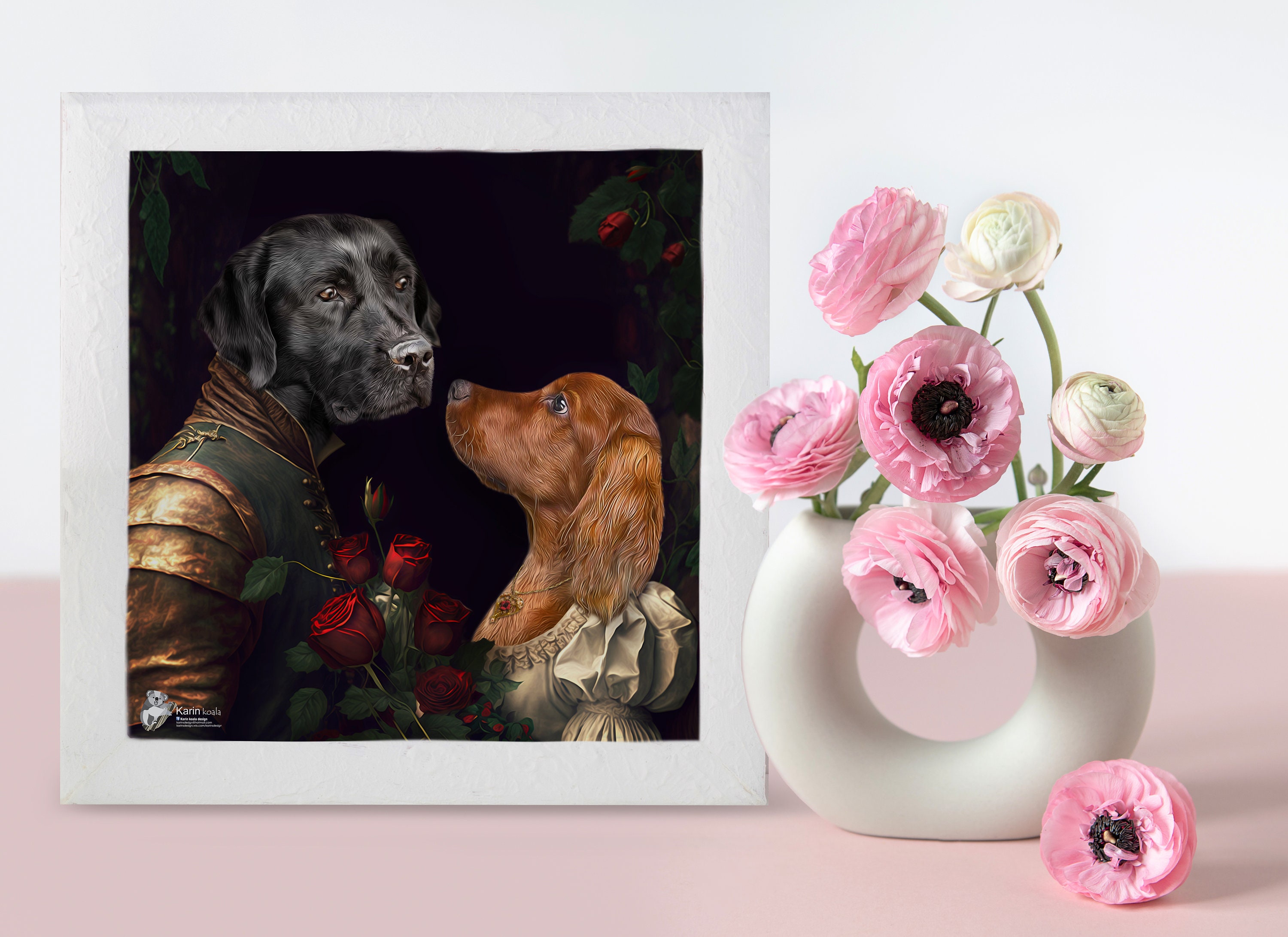 Romeo and Juliet Dog Painting Pet Portrait Custom Dog Gift, Valentine ...
