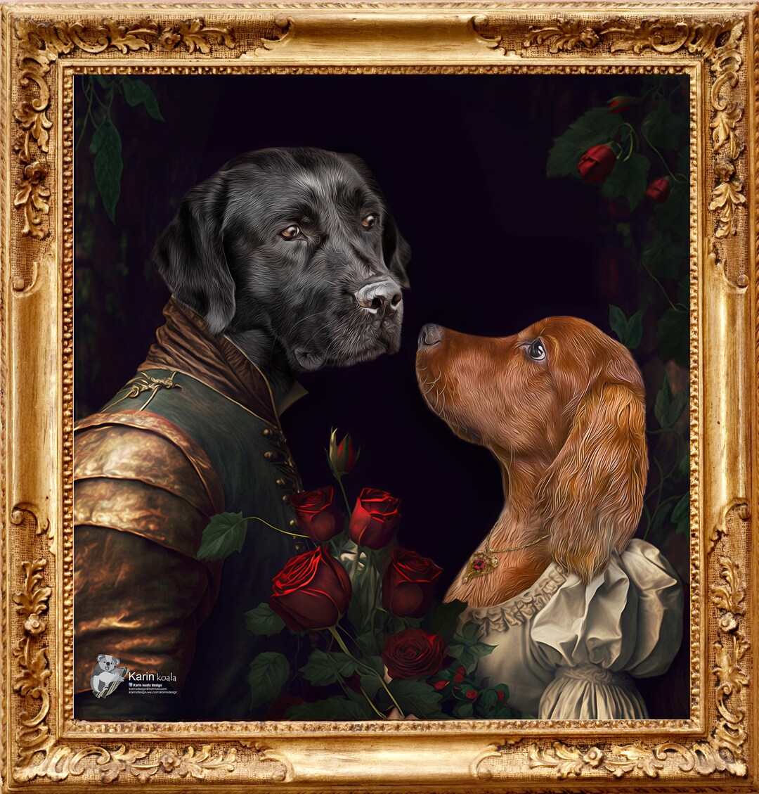 Romeo and Juliet Dog Painting | Pet Portrait | Custom Dog Gift ...
