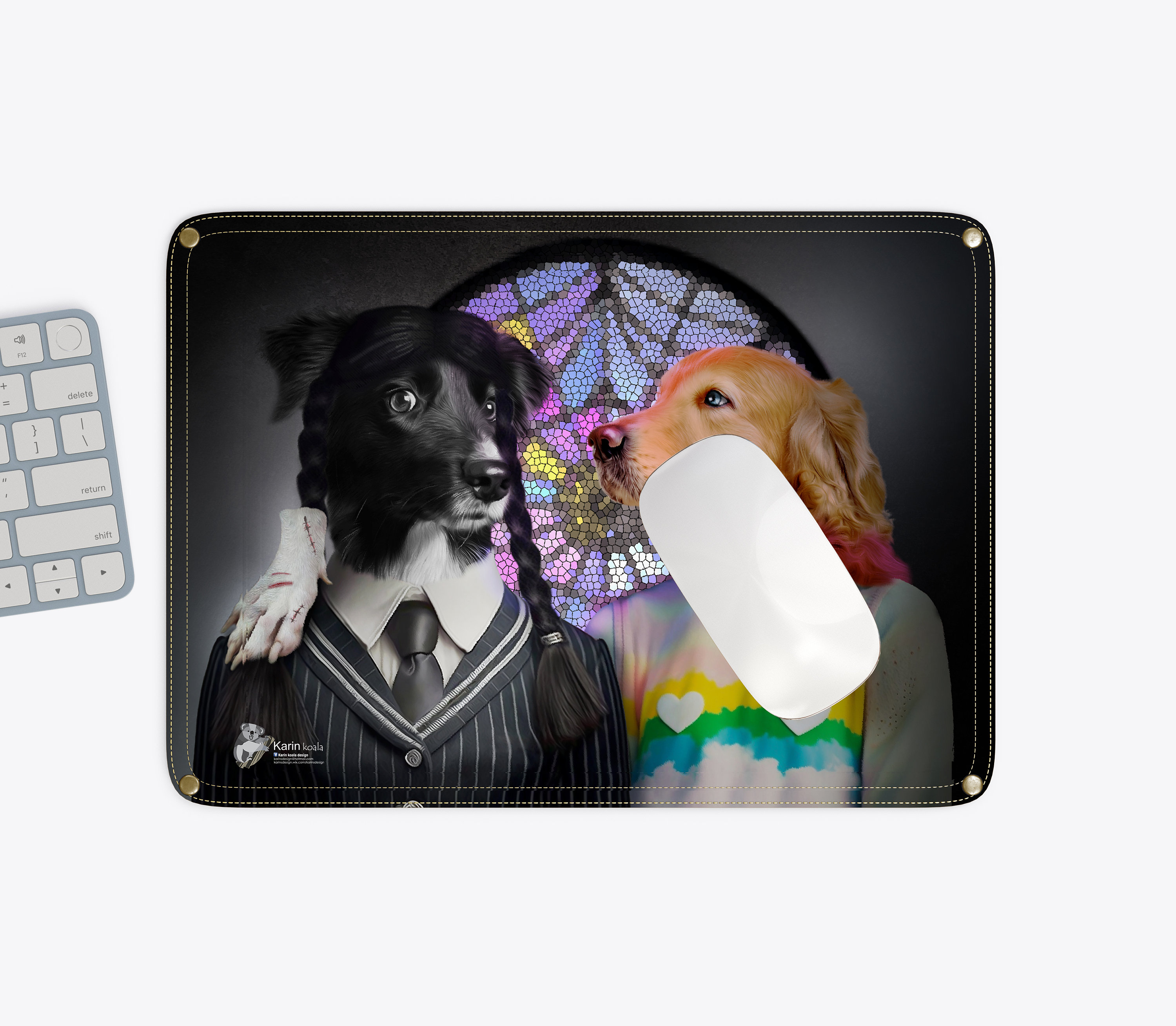 Wednesday Addams and Enid Sinclair Dog Painting Pet Portrait Custom Dog ...