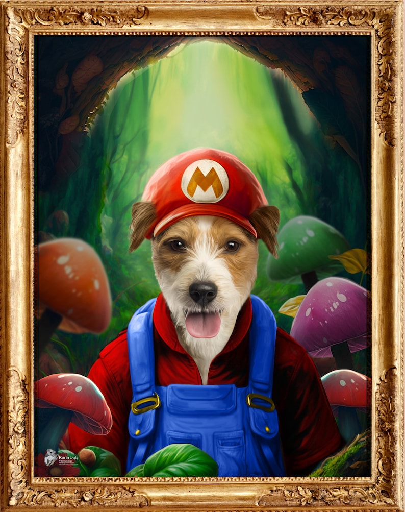 Super Mario Pet Painting | Dog Portrait Mario| Custom Dog Gift, Amazing ...