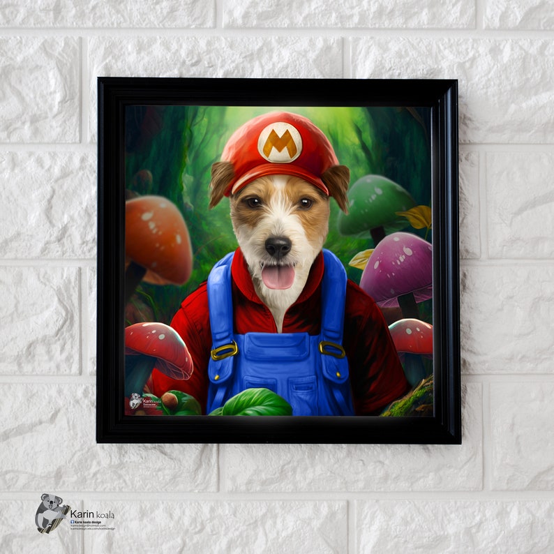 Super Mario Pet Painting | Dog Portrait Mario| Custom Dog Gift, Amazing ...