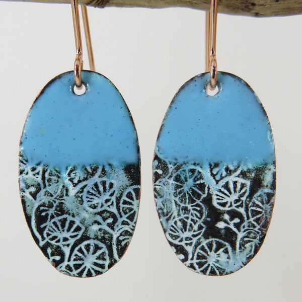 Copper Enamel Earrings Handmade Enamel on Copper Drop Earrings - Etsy
