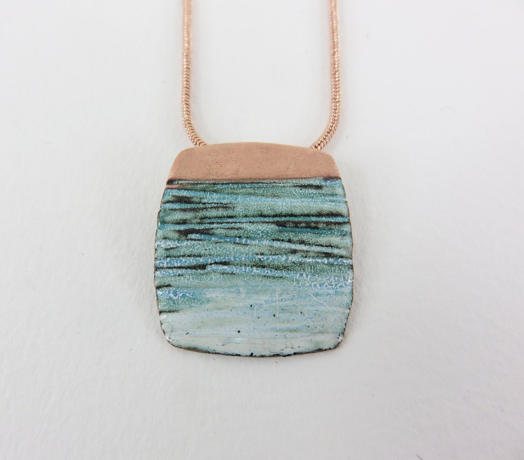 Enamel Pendant Handmade Textured Copper and Enamel Pendant - Etsy