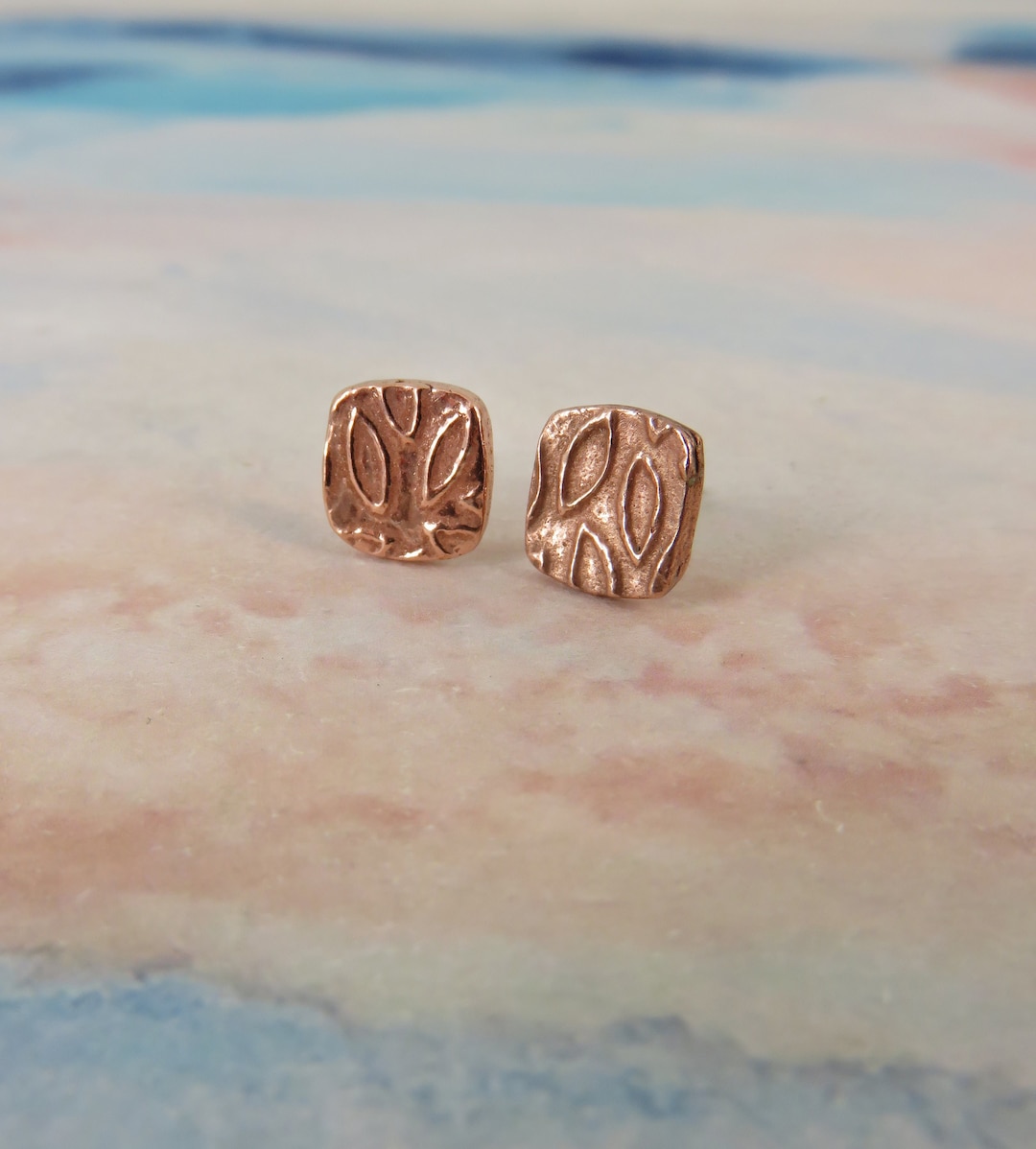 Copper Stud Earrings Handmade Artisan - Etsy