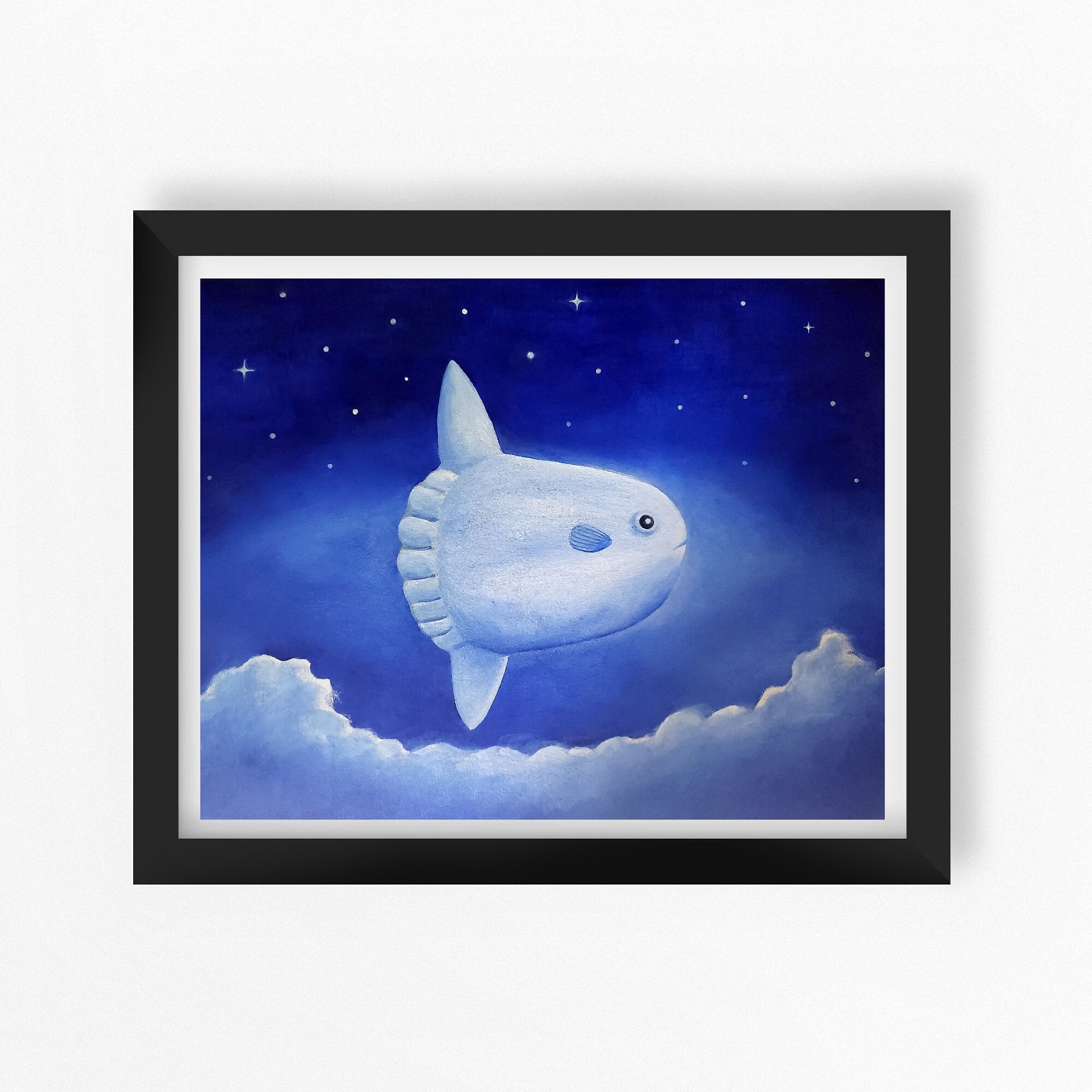 Sunfish in the Clouds Mola Mola Painting Print Sunfish | Etsy