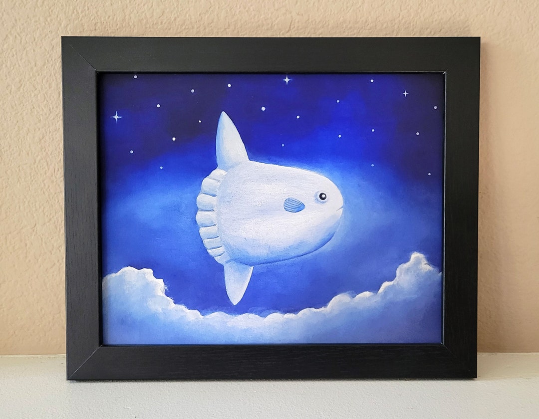 Sunfish in the Clouds, Mola Mola Painting Print, Sunfish Print, Oil ...