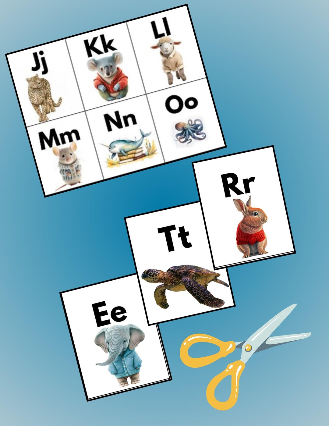 Phonics Flash Cards Featuring Upper and Lower Case With Animals to ...