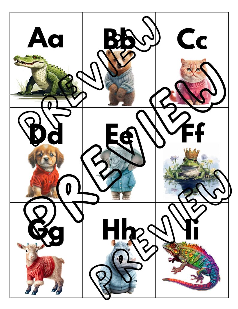 Phonics Flash Cards Featuring Upper and Lower Case With Animals to ...