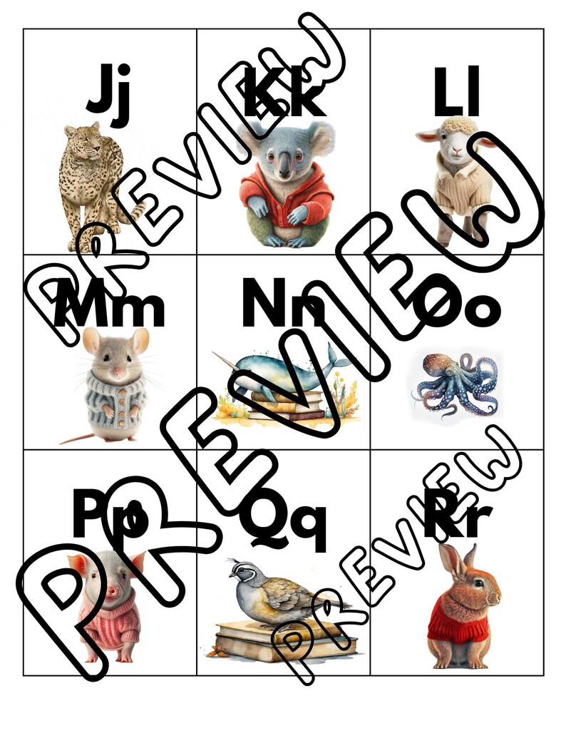 Phonics Flash Cards Featuring Upper and Lower Case With Animals to ...