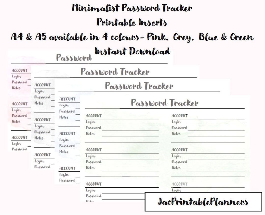 Personal Wide Password Tracker Printable Inserts Password Etsy | My XXX Hot Girl