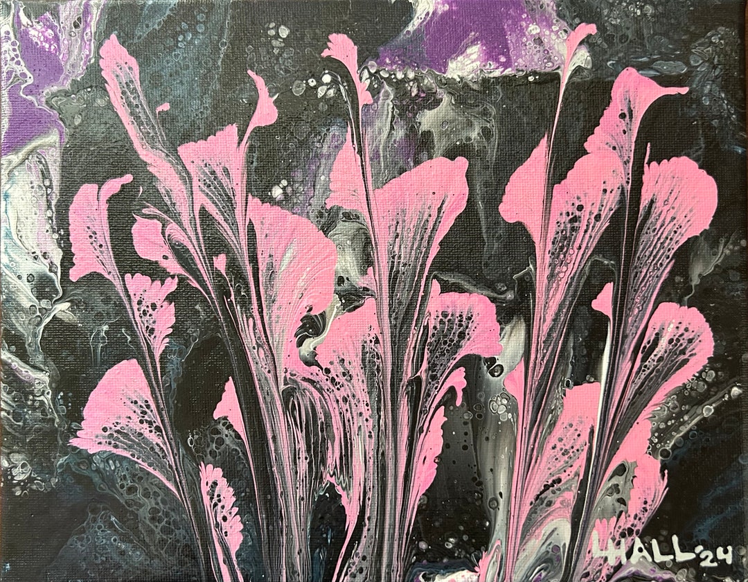 Pink Flowers - Flow Art - Liquid Pour - Original Art - Etsy