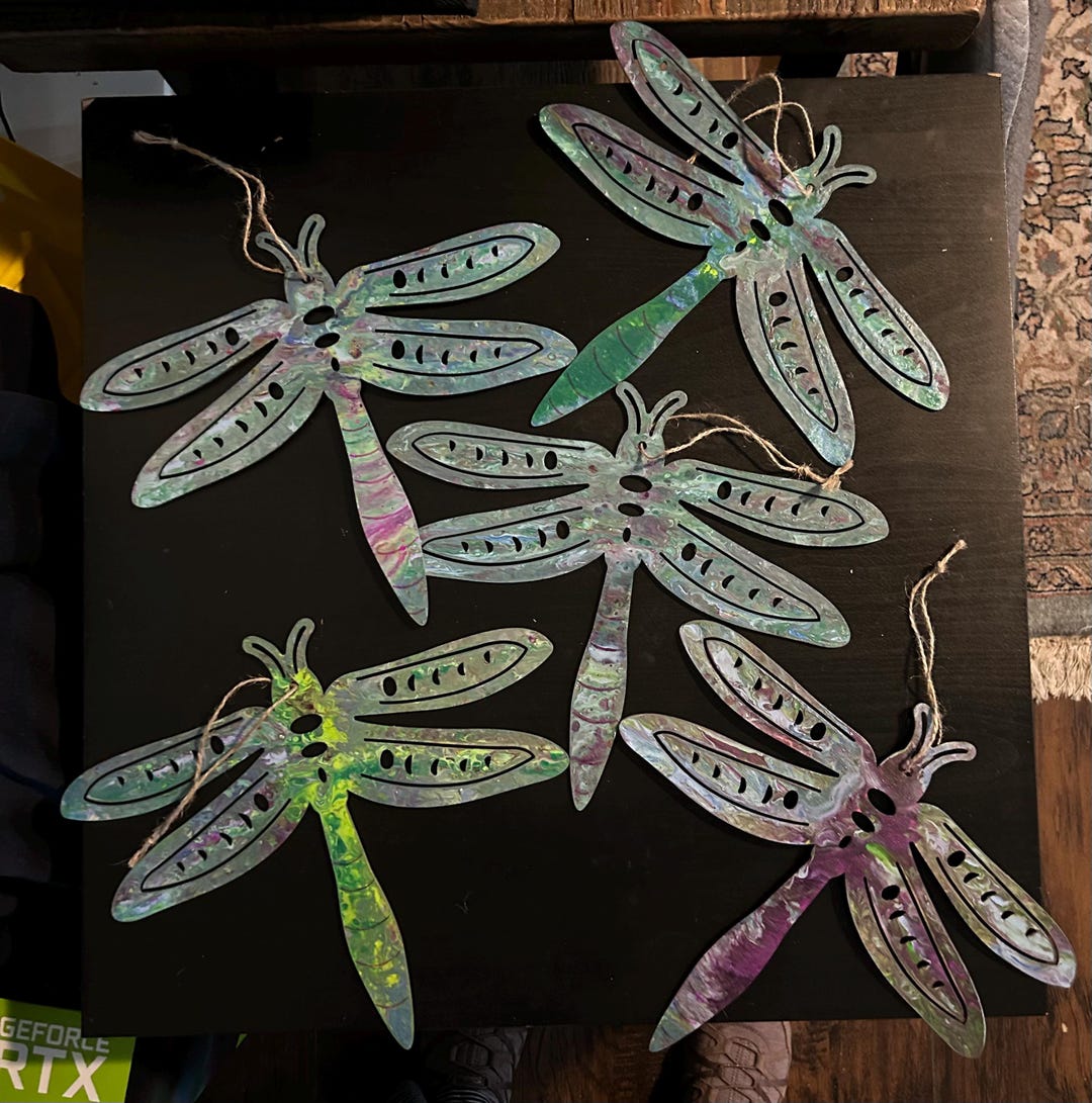 Dragonfly on Hanging Wooden Plaque - Acrylic Painting - Flow Art - Etsy