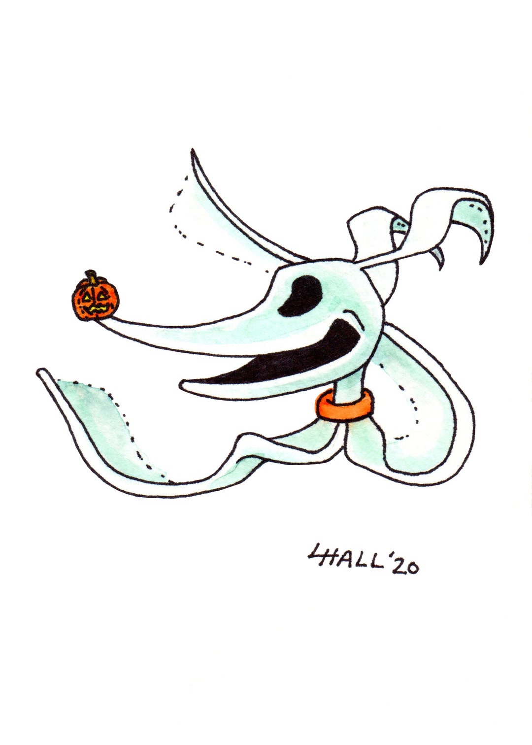 Ghost Dog - Ink and Watercolor Marker - Fan Art - Original Art - Etsy