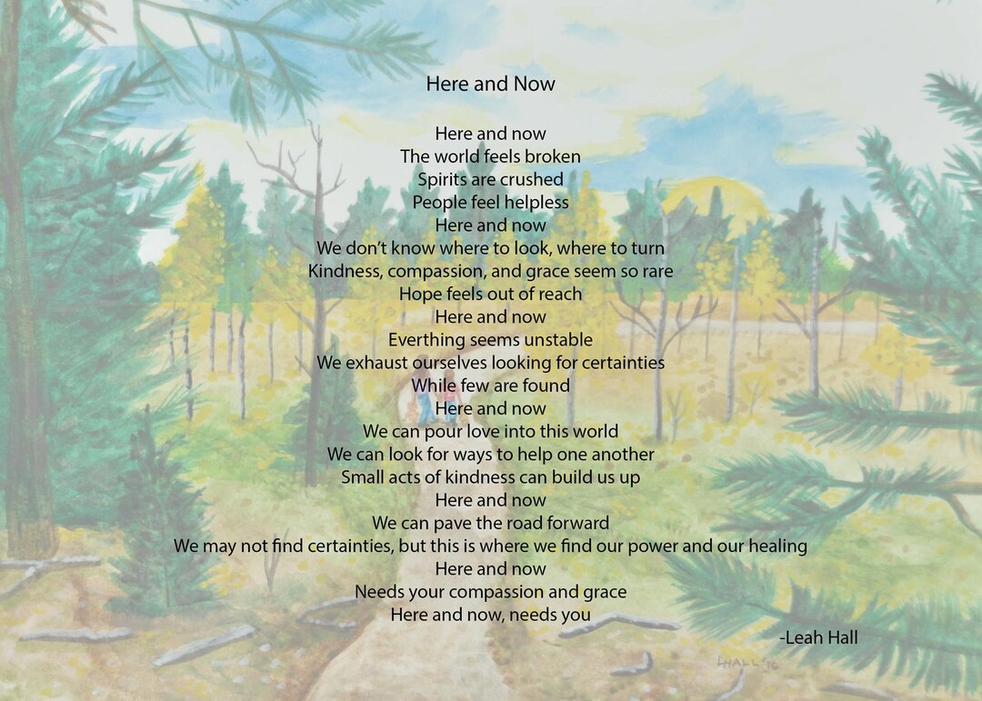 Here and Now - Poem on Artwork - Leah Hall Illustrations - Etsy