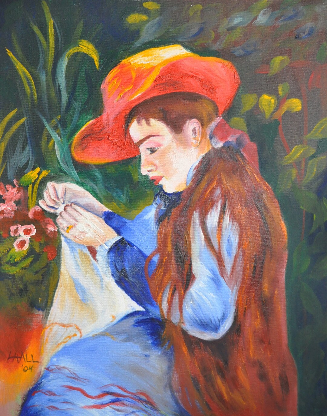 Girl Sewing - Portrait - Oil Painting - Impressionism - Original Art - Etsy